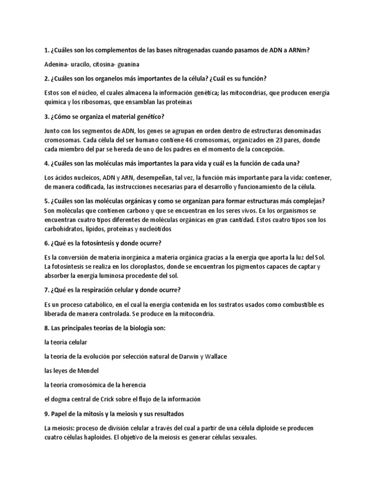 Repaso para El Examen Final Biologia | PDF | Dominancia (Genética) | La ...