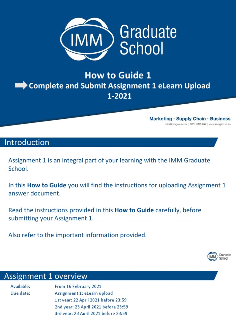 Complete and Submit Assignment 1 Elearn Upload 1-2021: How To Guide 1 | PDF | Turnitin | Computing