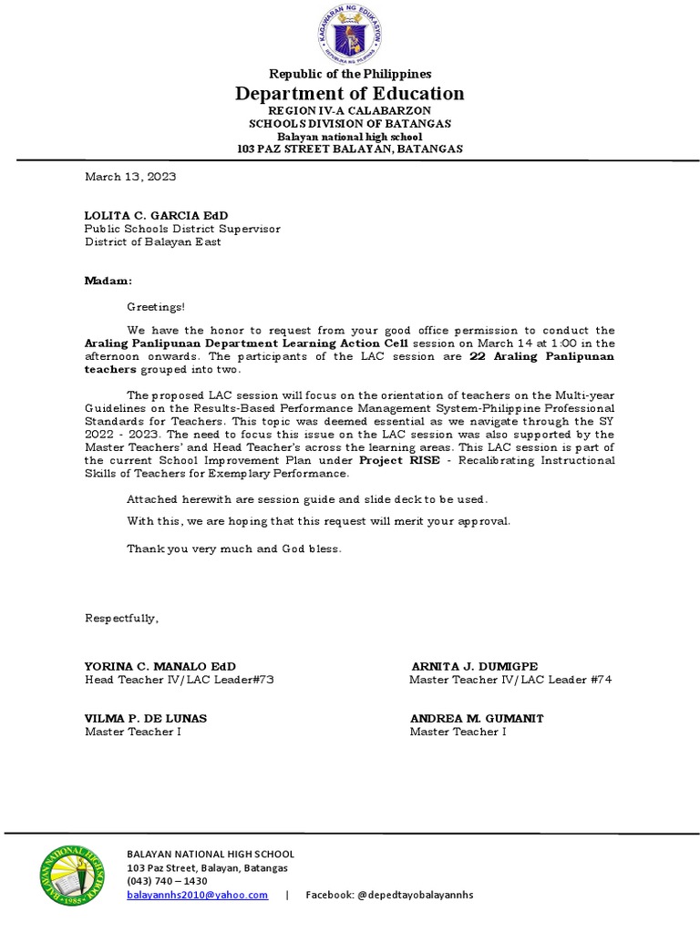 Department of Education: Republic of The Philippines | PDF | Teachers