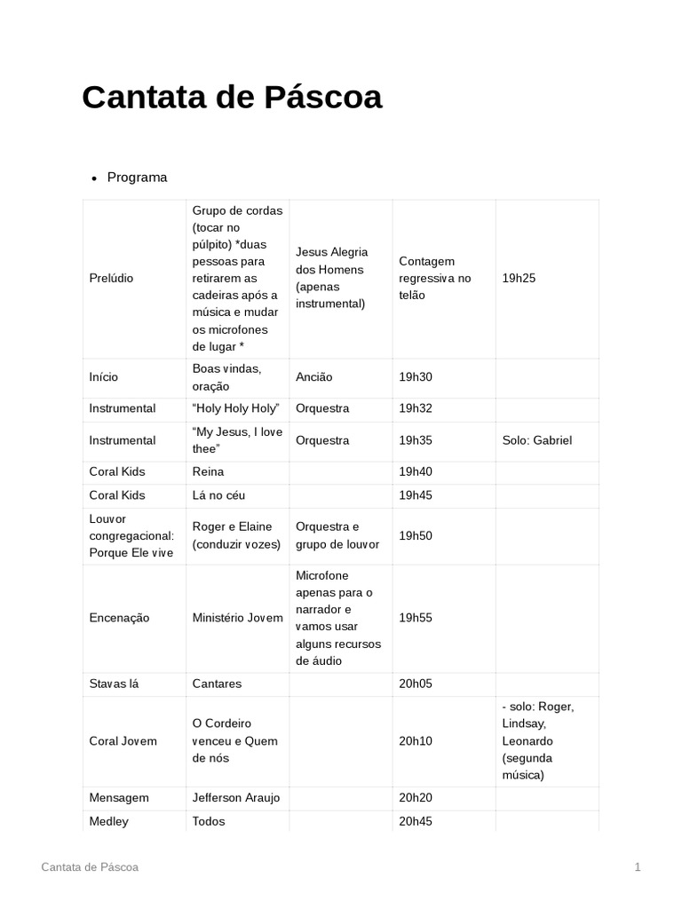 cantata de Pscoa | PDF