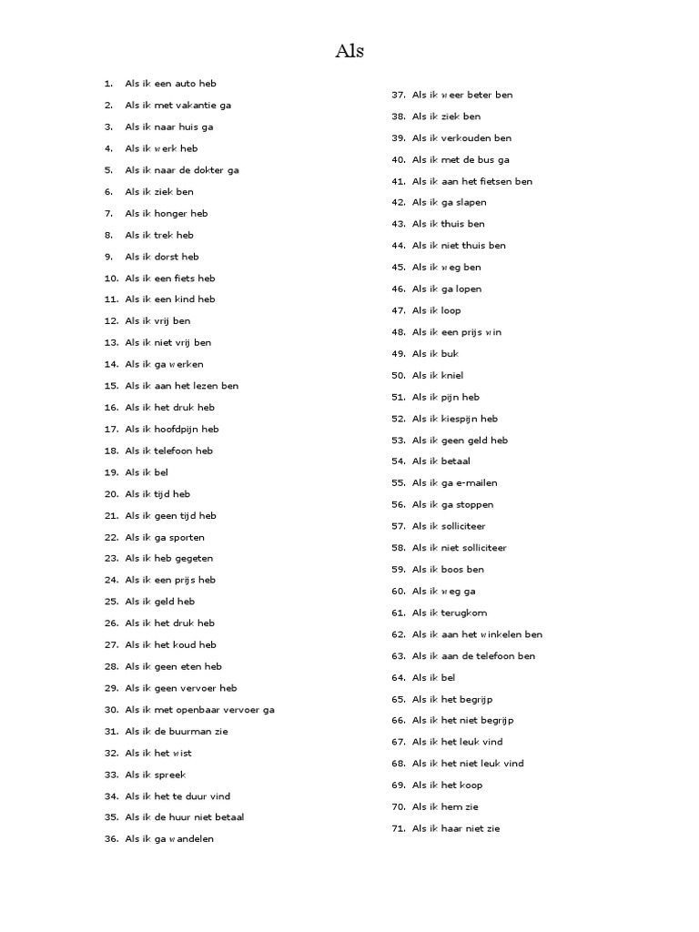 ALS Voorbeeld Zinnen | PDF
