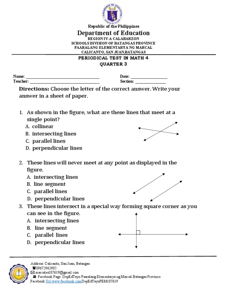 PT 3rd-Math | PDF | Rectangle | Geometry