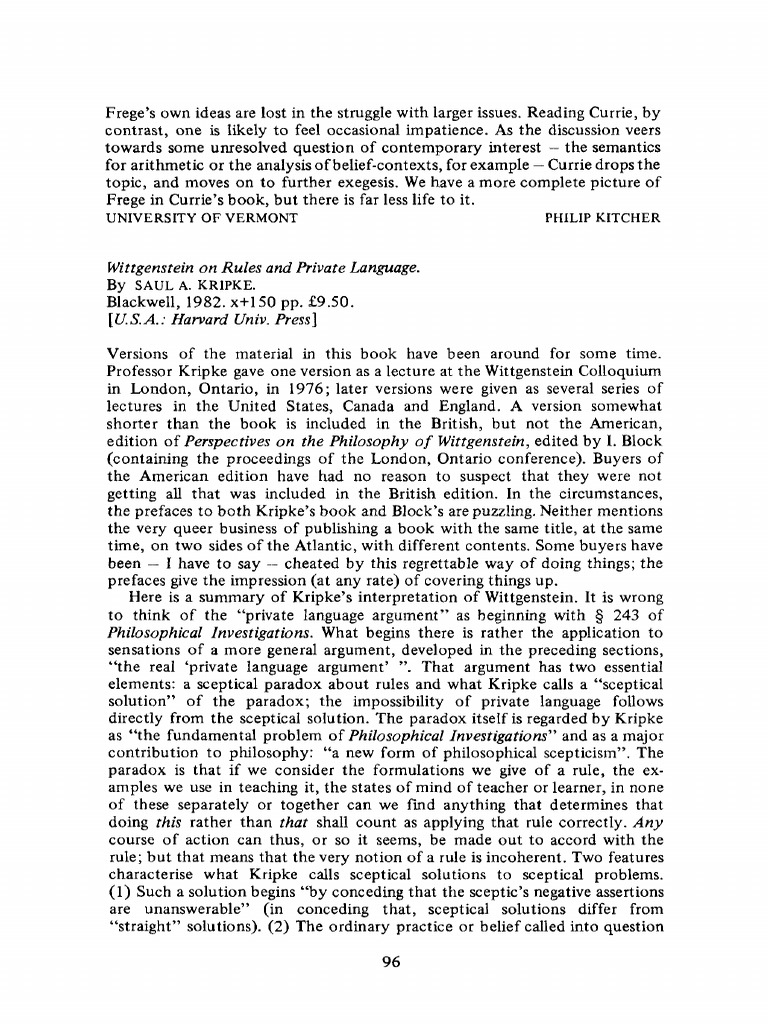 Wittgenstein On Rules and Private Langua | PDF | Cognition ...
