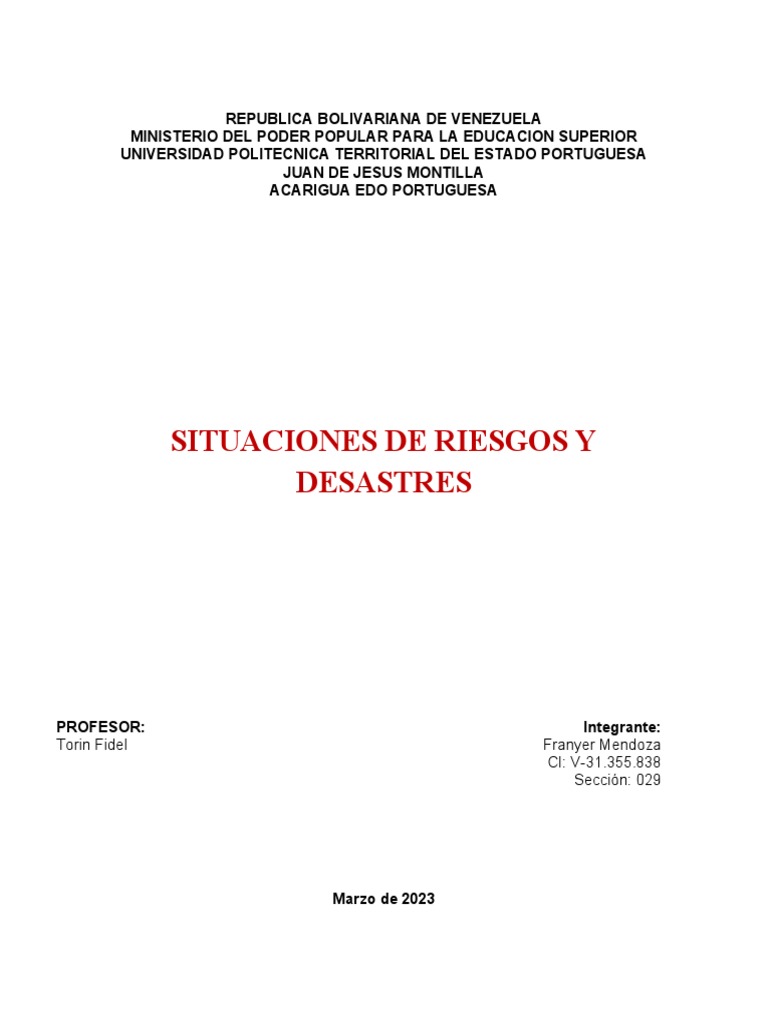 Definicion de Riesgos | PDF | Temblores | Desastres naturales