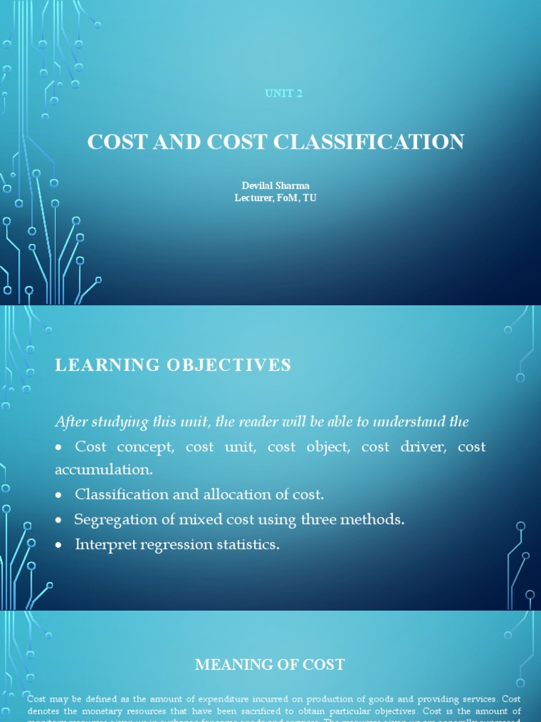 Cost and Cost Classification | PDF | Standard Error | Errors And Residuals