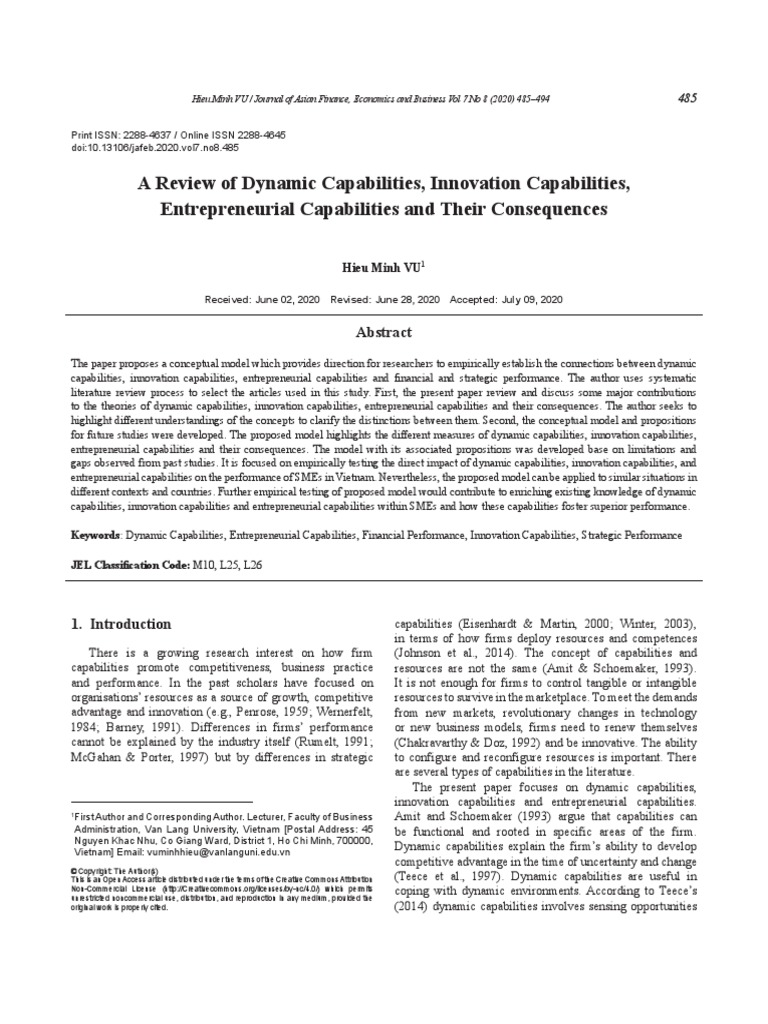 A Review of Dynamic Capabilities, Innovation Capabilities ...