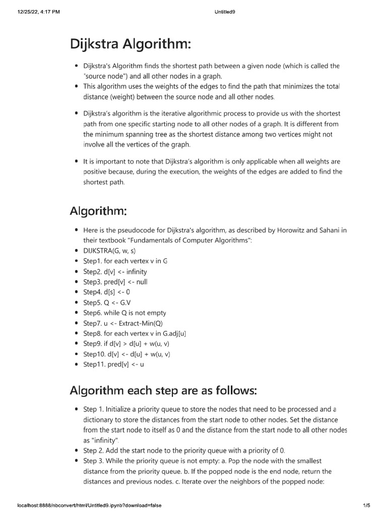 Dijkstra Algorithm Pdf