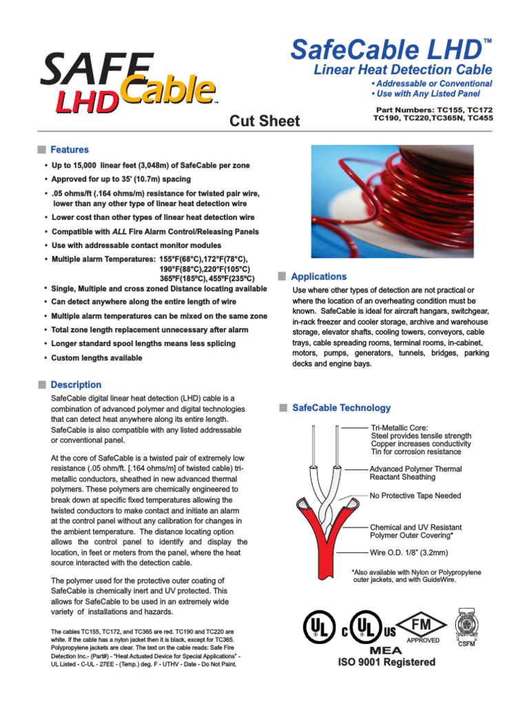 Safecable LHD: Cut Sheet | PDF | Electrical Resistance And Conductance ...