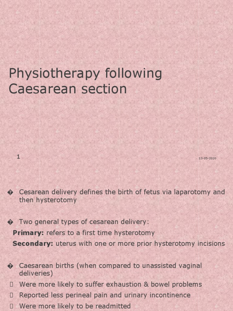 Physiotherapy Following Caesarean Section | PDF | Childbirth | Caesarean Section
