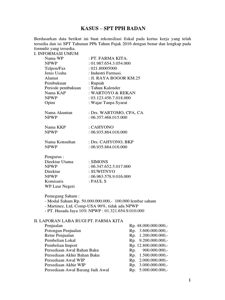 1-Kasus SPT Badan | PDF