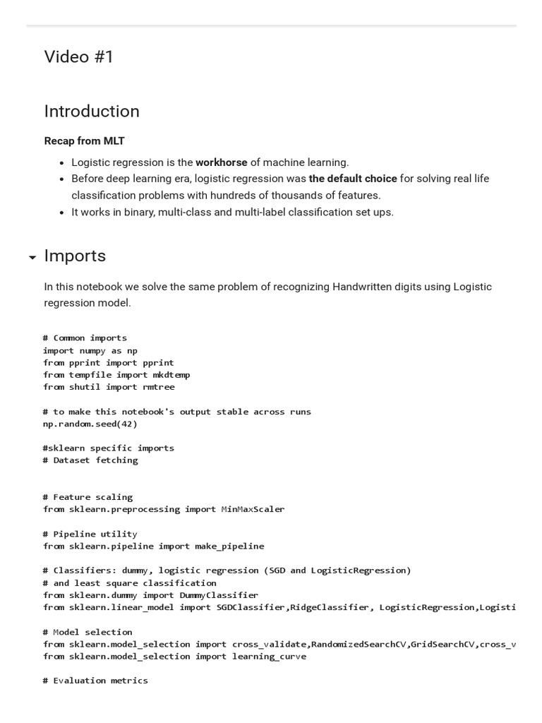 Mlp Week 6 Mnist Logitreg Ipynb Colaboratory Pdf