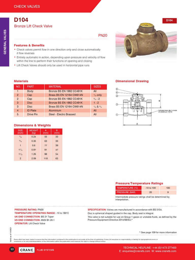 D104 Check CraneFS DS 1021 p53 | PDF | Valve | Gases