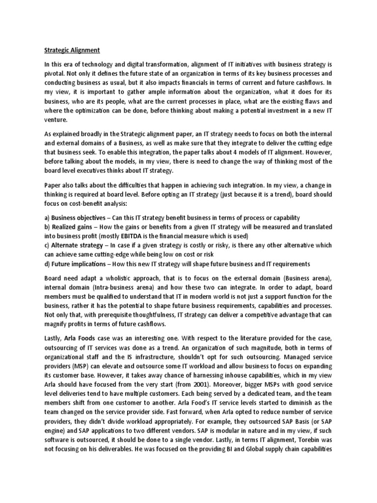 Strategic Alignment Session 1 | PDF | Outsourcing | Strategic Management