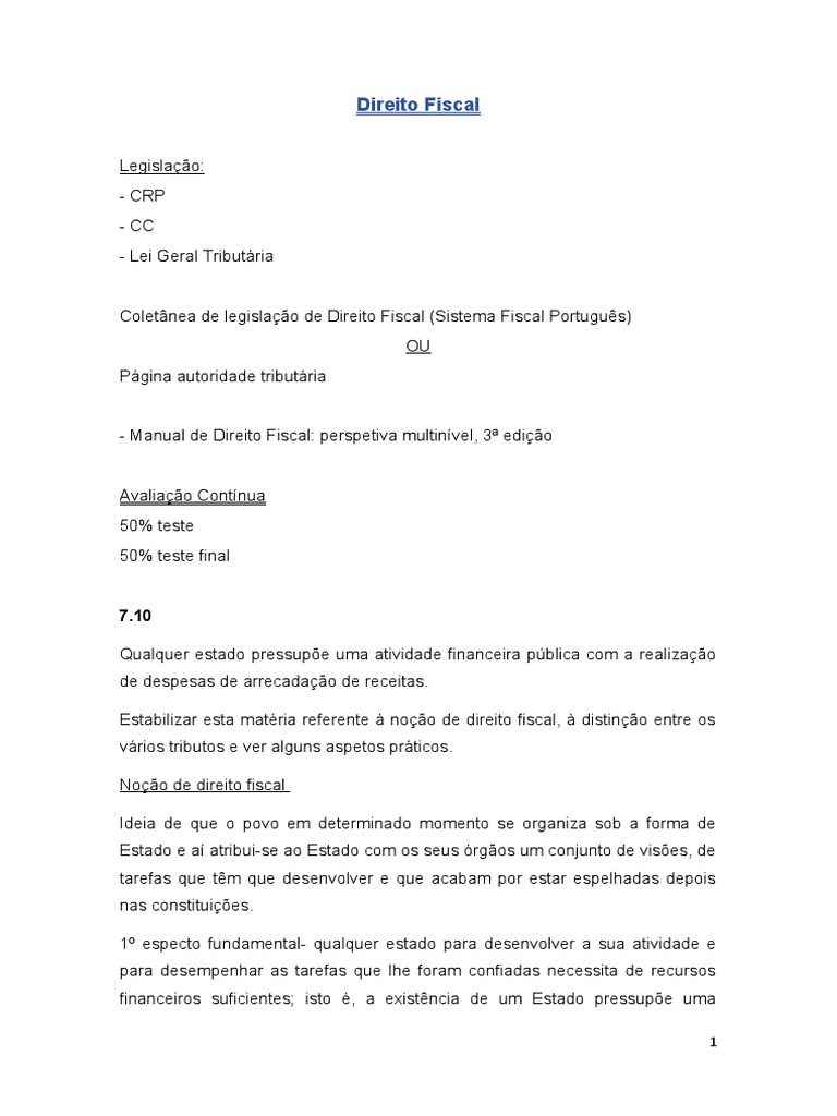 Direito Fiscal e Classificação de Tributos | PDF | Impostos | Dupla ...