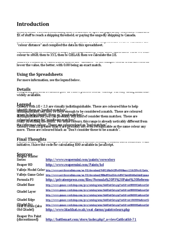 Paint Color Comparison Chart | PDF | Brown | Blue