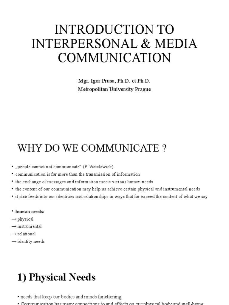 Interpersonal Communication | PDF | Communication | Nonverbal Communication