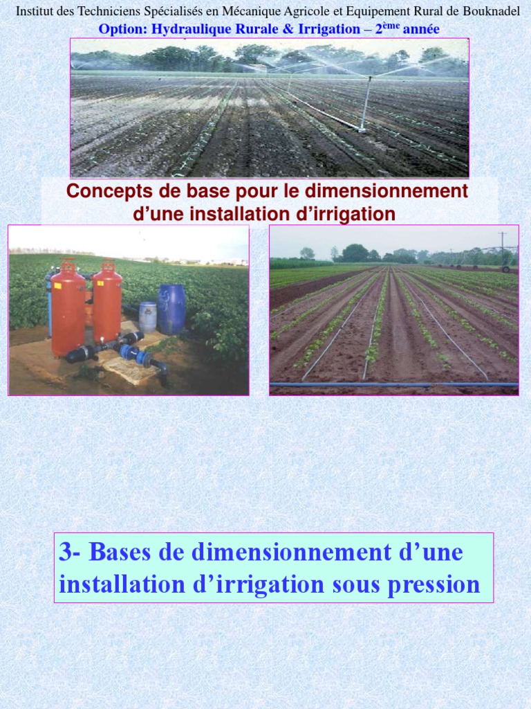 Dimensionnement d'irrigation agricole | PDF | Irrigation | Matériaux ...