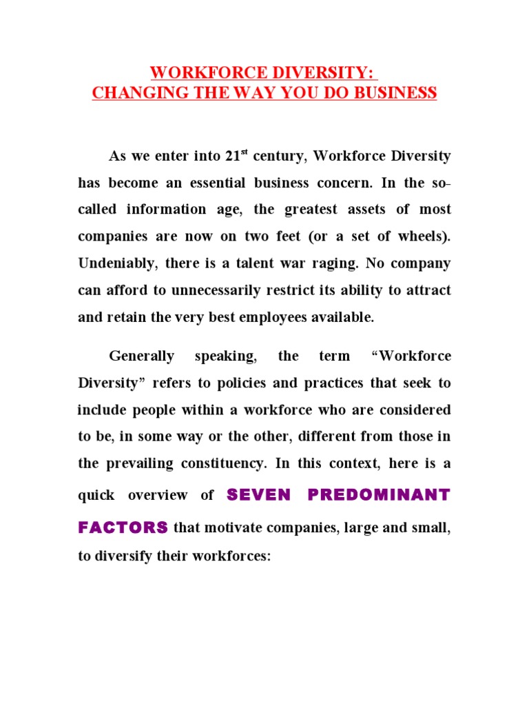 Workforce Diversity | PDF | Diversity (Business) | Discrimination
