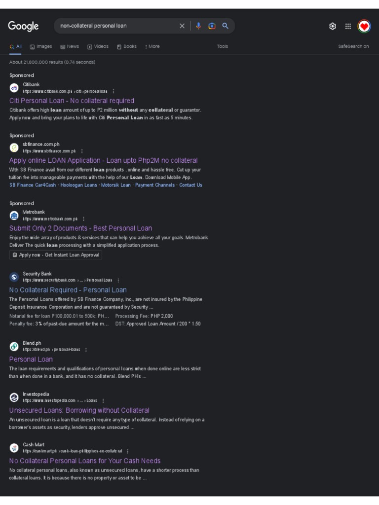 Non-Collateral Personal Loan - Google Search | PDF | Loans | Unsecured Debt