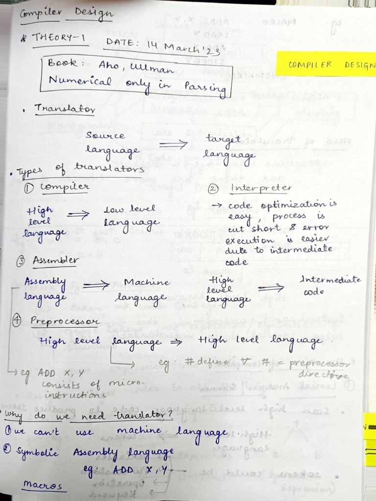 Chapter 1 Compiler Design Complete Notes | PDF Chapter 1 Compiler Design Complete Notes | PDF