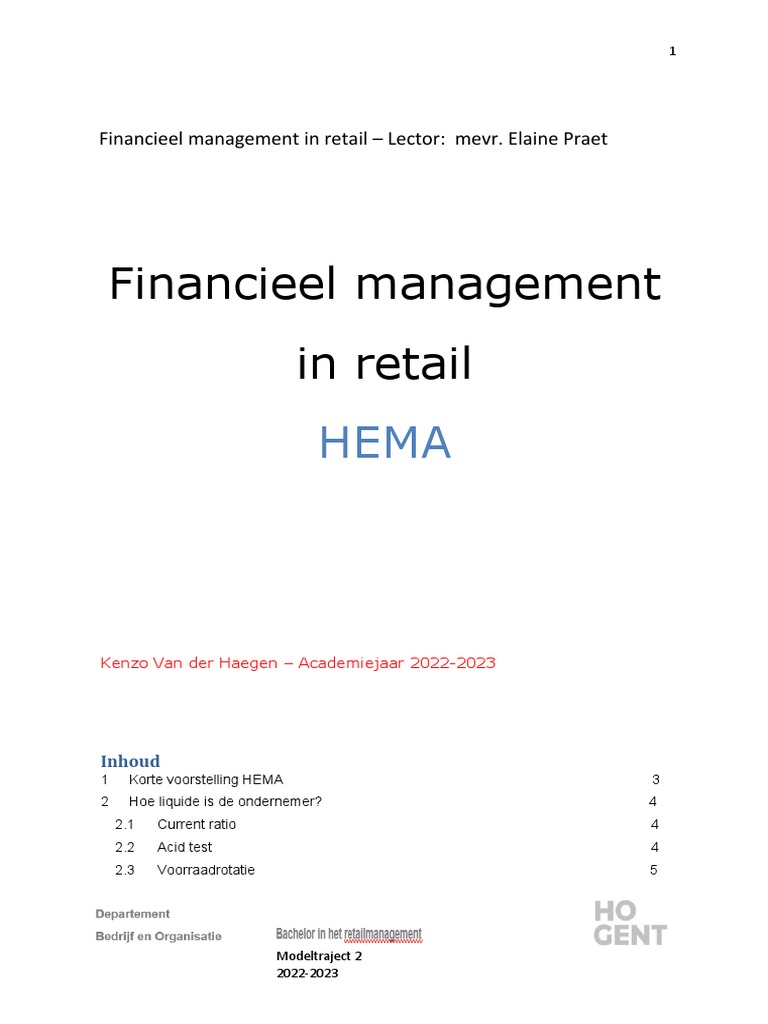 Financieel - Management - in - Retail - Kenzo Van Der Haegen ...