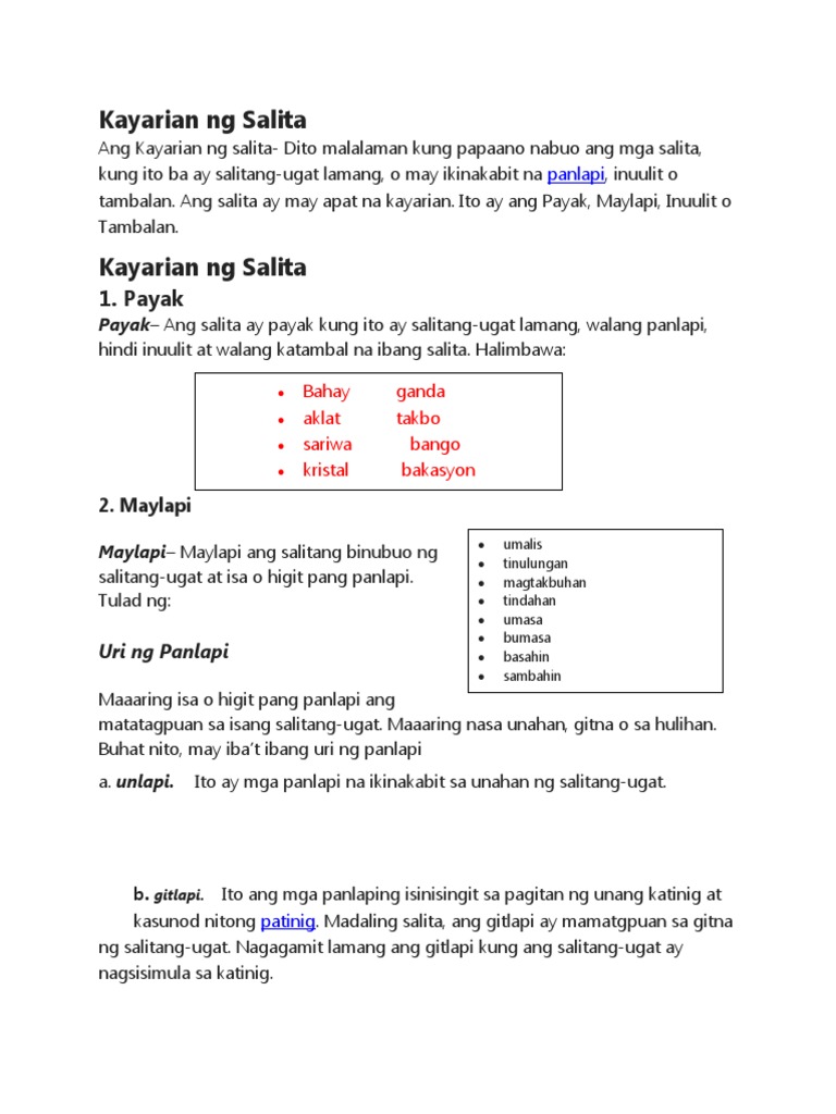Kayarian NG Salita | PDF