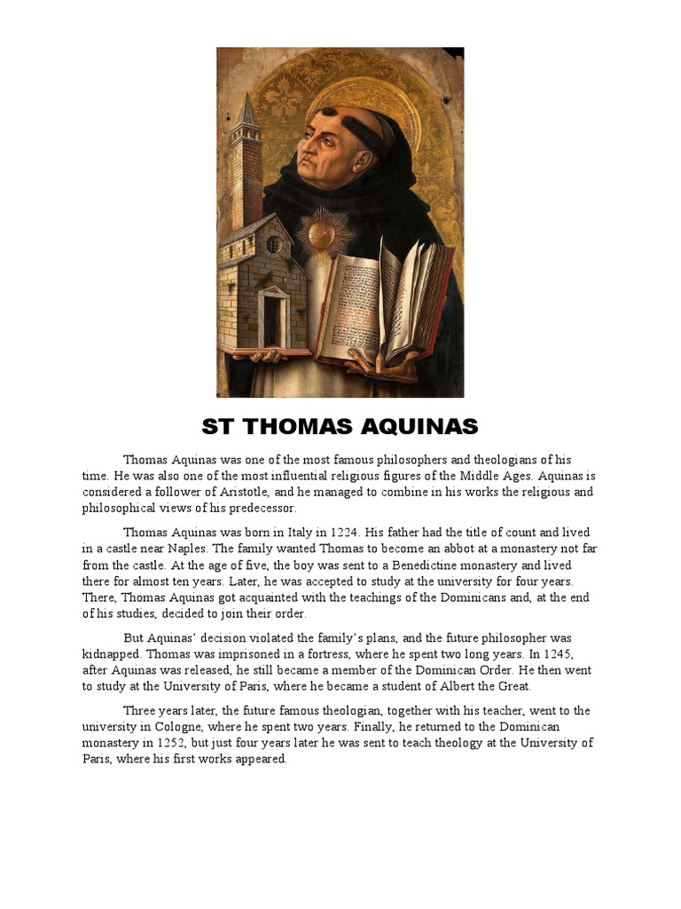 ST Thomas Aquinas | PDF | Thomas Aquinas | Religious Belief And Doctrine