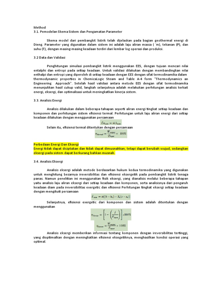 Analisis Eksergi pada Pembangkit Listrik | PDF