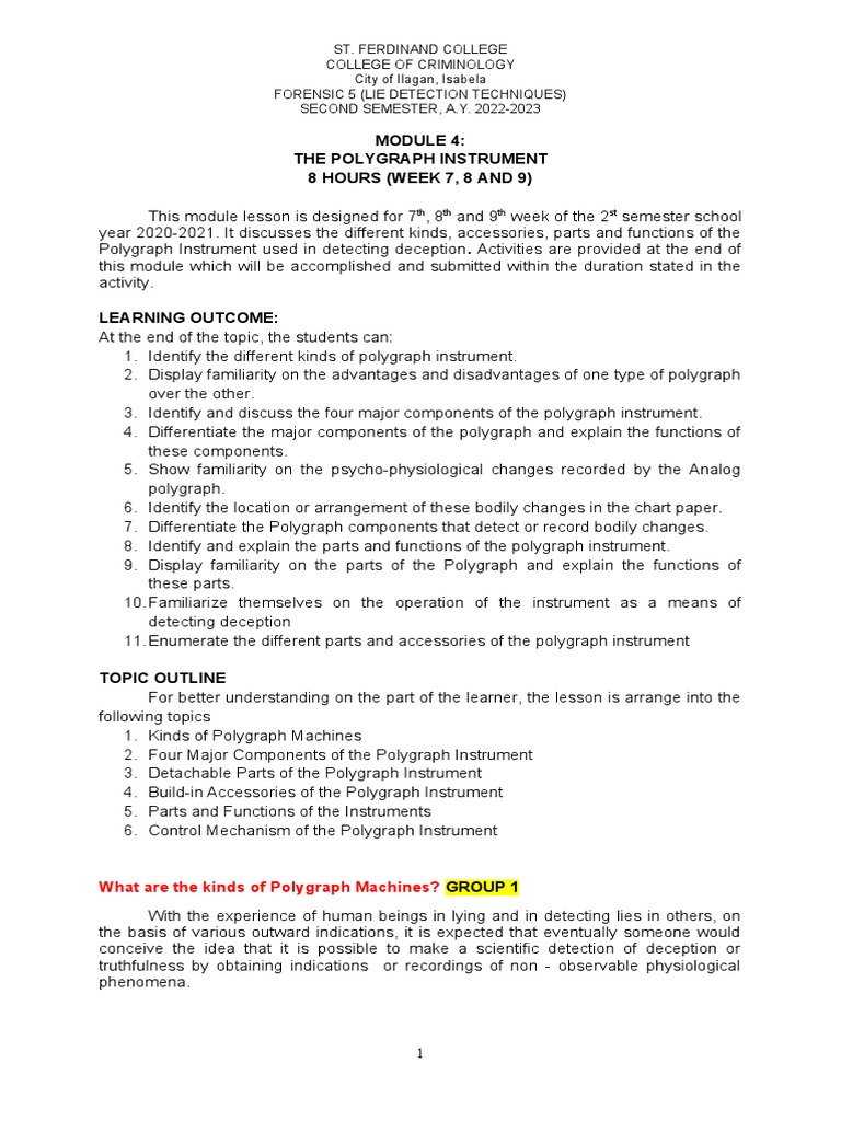 MODULE-4 Midterm | PDF | Polygraph | Physiology MODULE-4 Midterm | PDF | Polygraph | Physiology