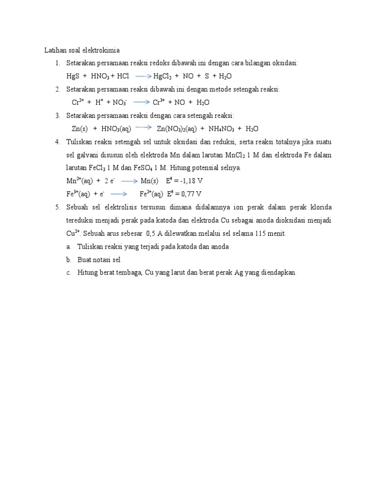 Latihan Soal Elektrokimia | PDF