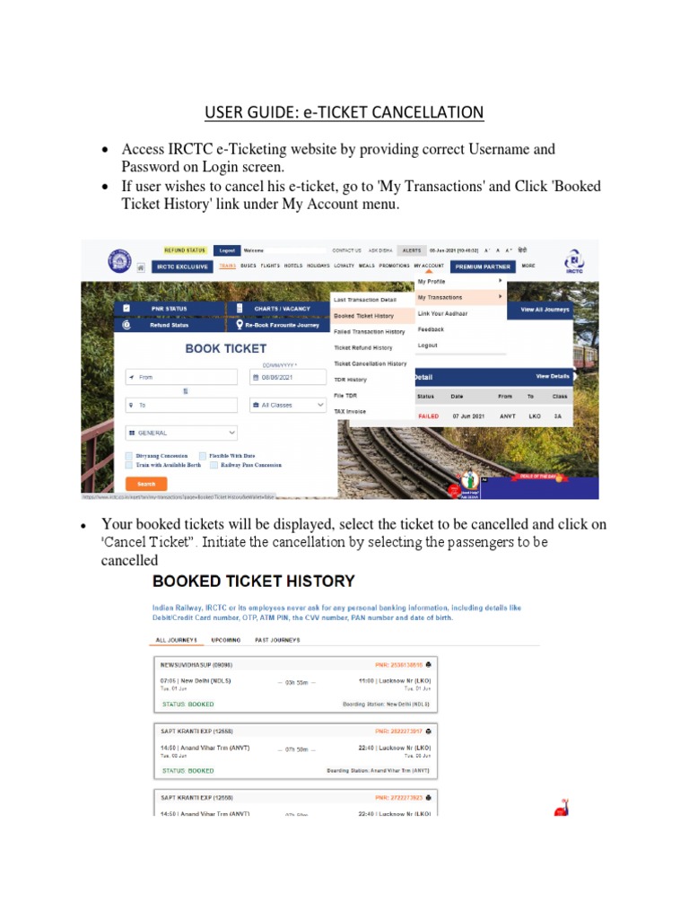 User Guide E-Ticket Cancellation | PDF