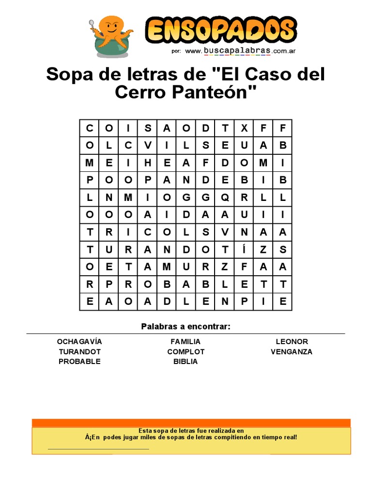 Sopa de Letras de El Caso Del Cerro Panteón | PDF