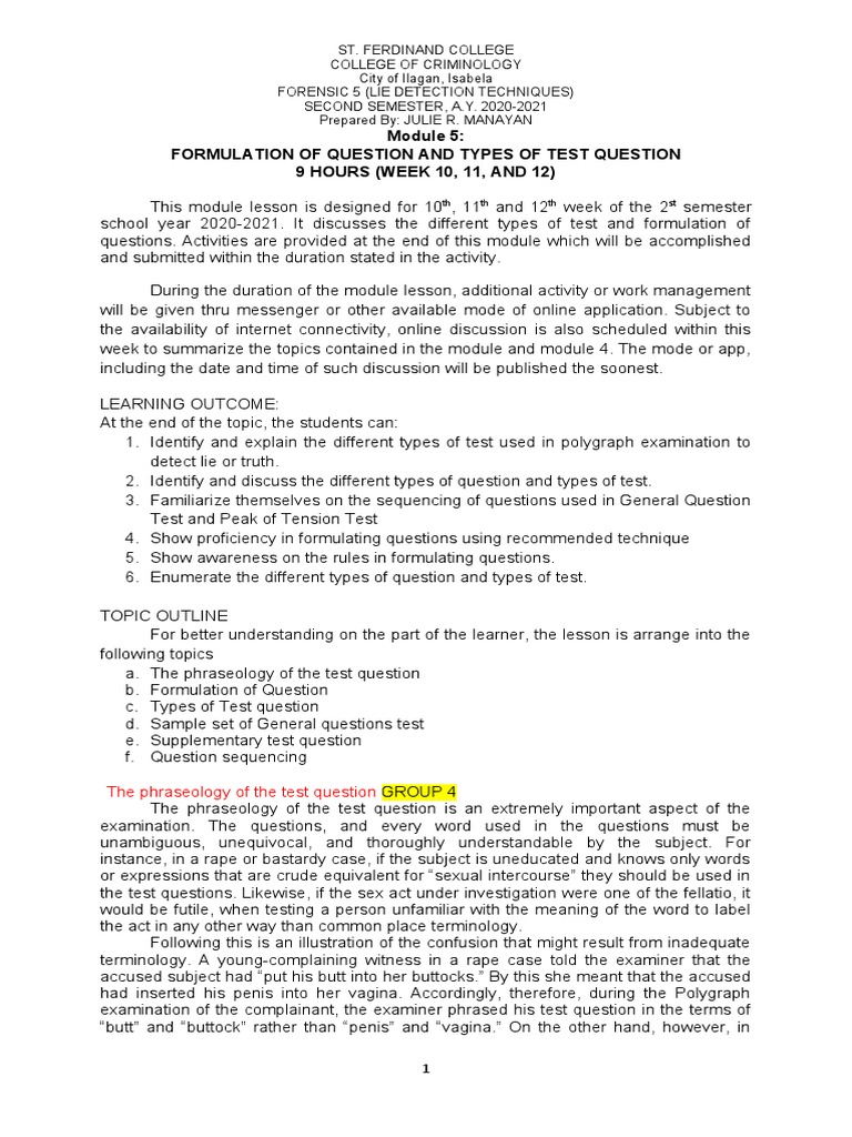 Module 5 Midterm | PDF | Polygraph | Question