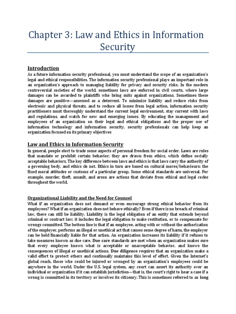 Topic 2-Law and Ethics in Information Security | PDF | Digital ...