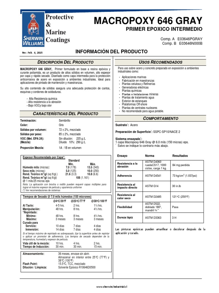 Macropoxy 646: Protección Anticorrosiva | PDF | Pintar | Acero