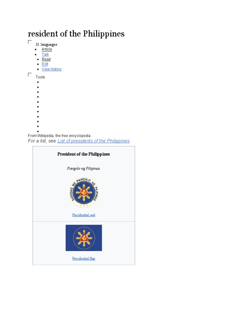 President of The Philippines | PDF | President Of The Philippines | World Politics