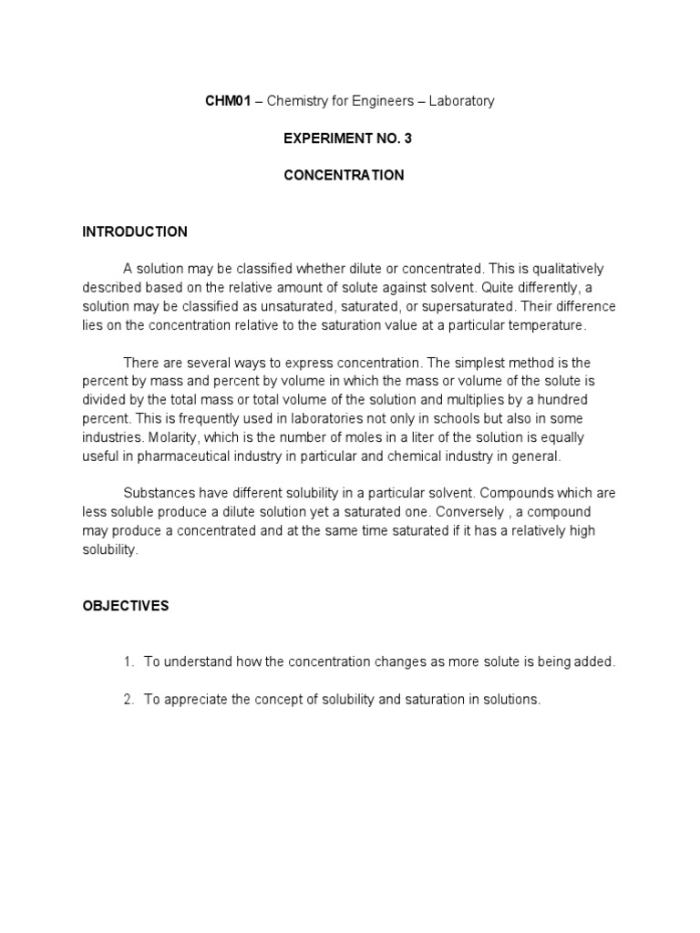 LAB 3-Concentration-CHM01al | PDF | Solubility | Concentration