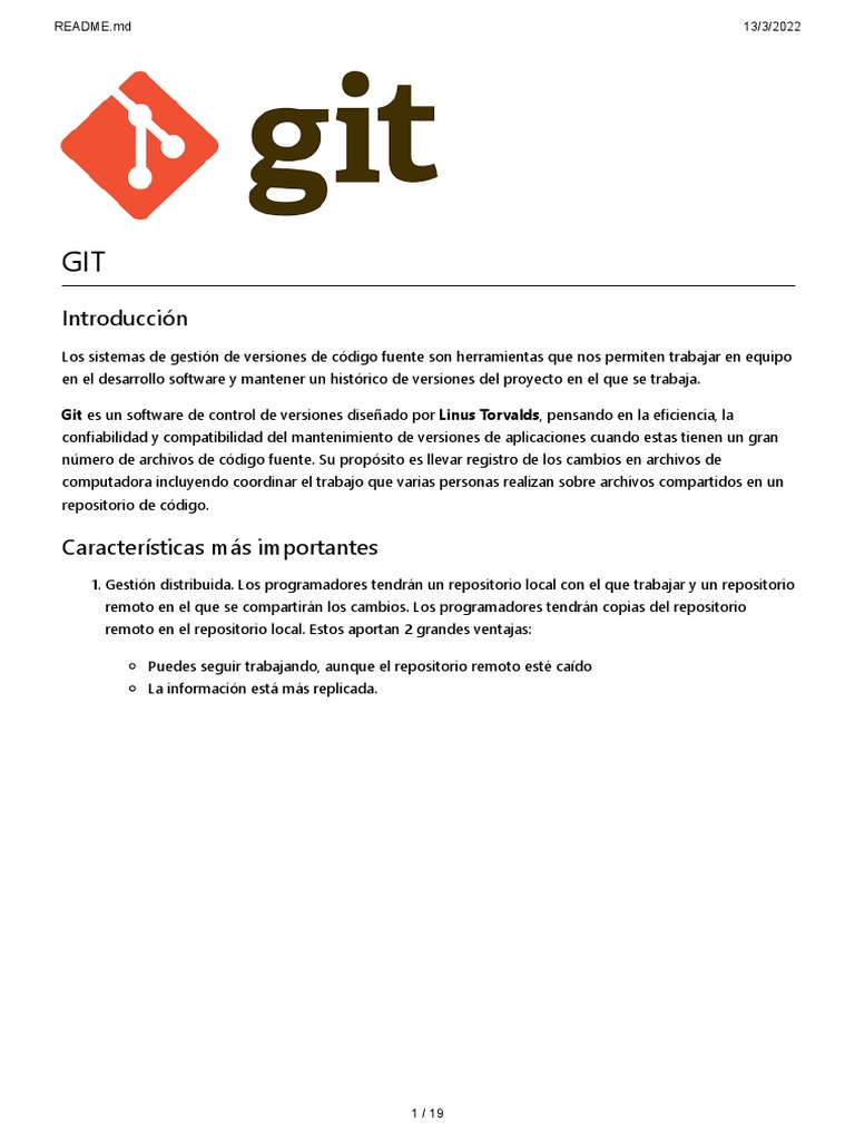 Introducción: Git Es Un Software de Control de Versiones Diseñado Por ...