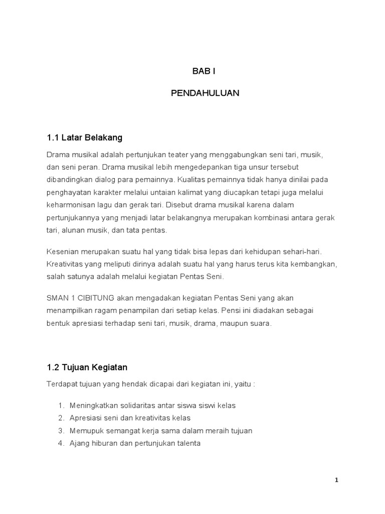 Proposal Pentas Seni 1 | PDF