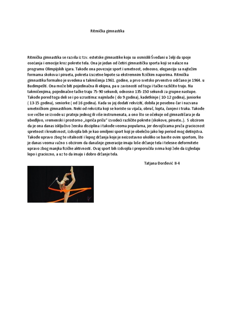 Ritmička Gimnastika | PDF