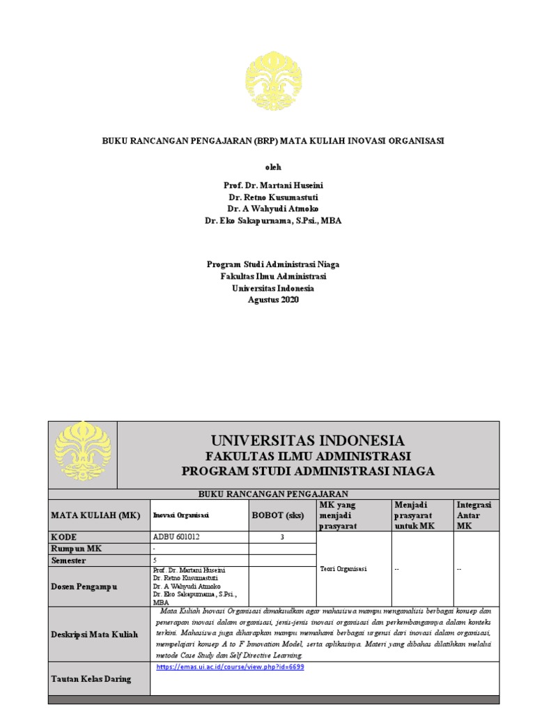 Format BRP 2020 - Online Inovasi Organisasi - Ekos (Version1.0) | PDF ...