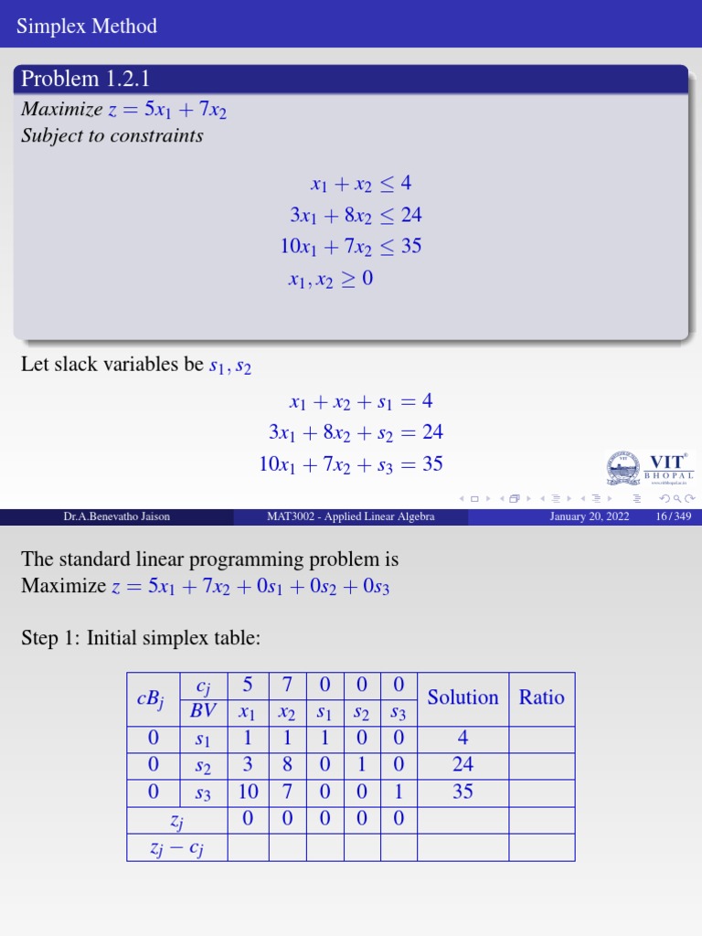 Simplex Method | PDF | Linear Programming | Mathematical Logic