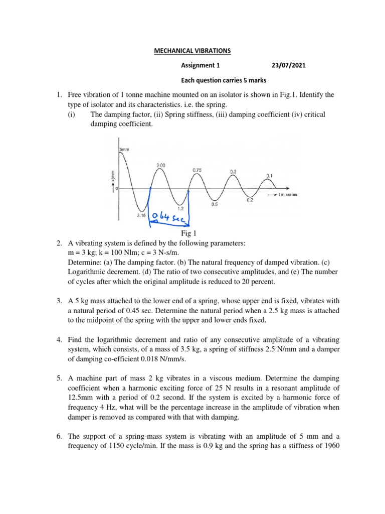 Revised Assignment-1 Mechanical Vibrations | PDF