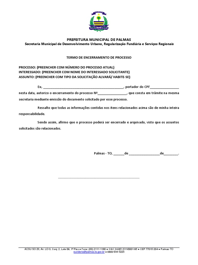TERMO DE ENCERRAMENTO DE PROCESSO | PDF