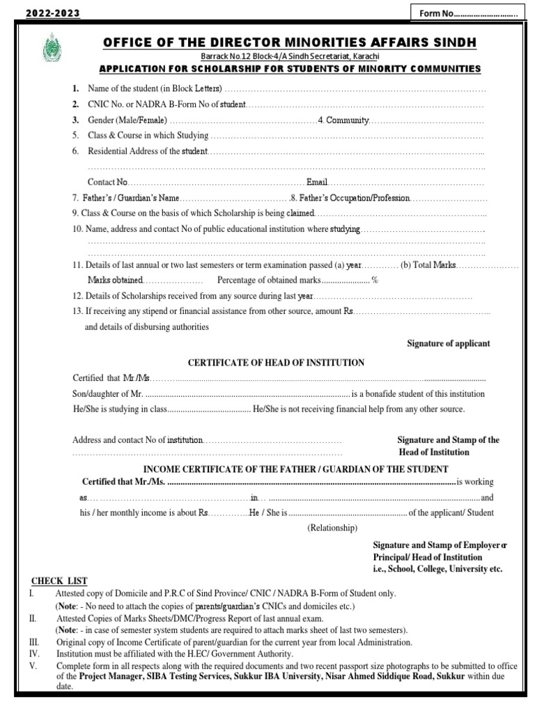 SCHOLARSHIP FORMS FOR YEAR 2022-23 Updated | PDF