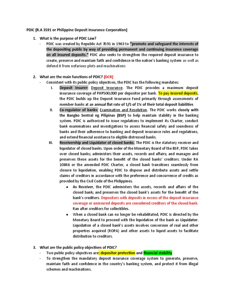 Maximizing Depositor Protection: An Overview of the Philippine Deposit ...
