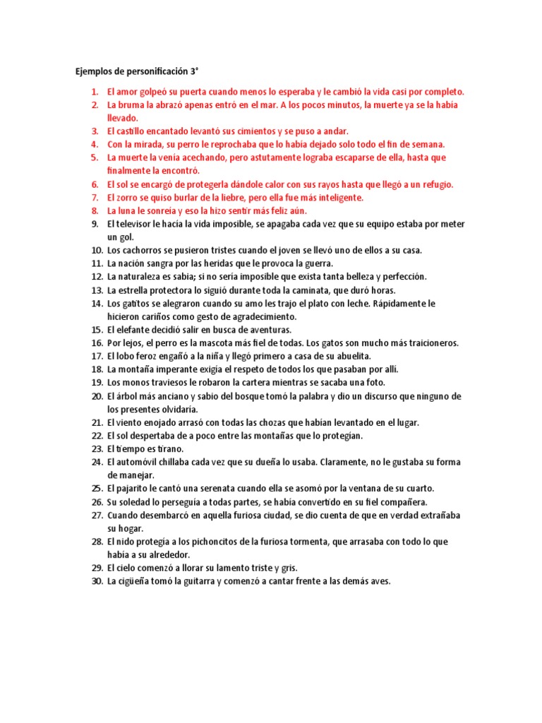 Personificaciones y comparaciones en la literatura | PDF