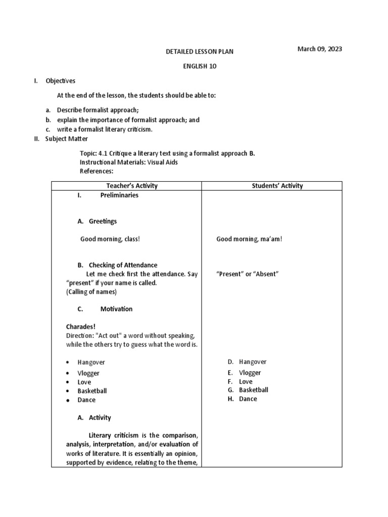 Formalist Approach | PDF
