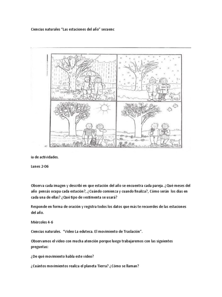 Actividades sobre las estaciones del año | PDF