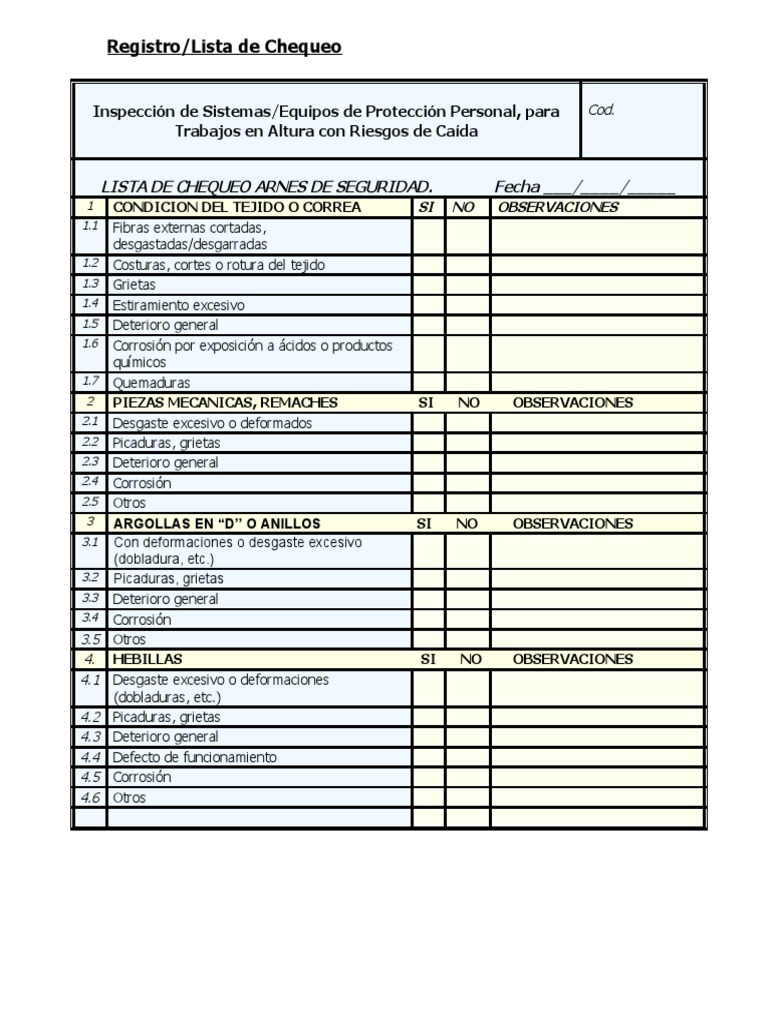 Check List Arnes | PDF | Rieles | Materiales